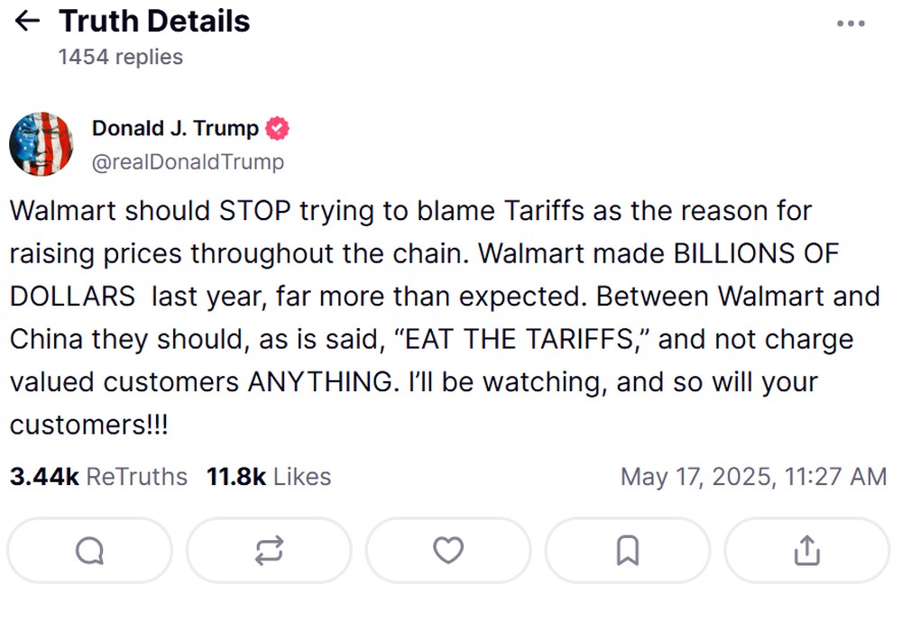 Trump diz para Walmart 'comer as tarifas'