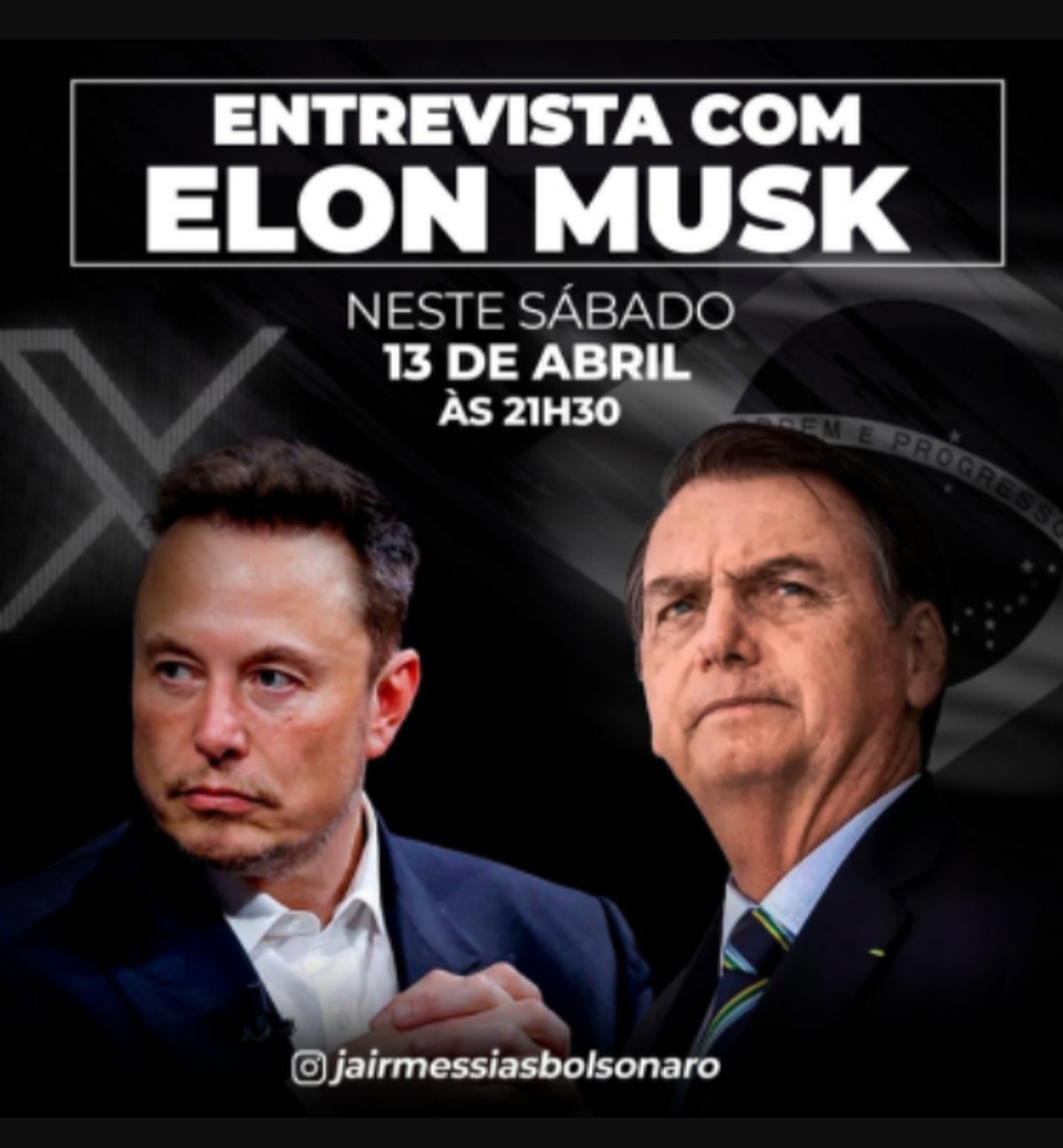 Bolsonaro anuncia entrevista com Elon Musk para este sábado (13/4)